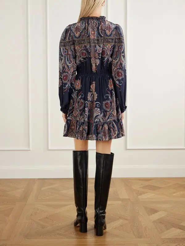 Sea Hyacinth Gathered Paisley-print Crepe Mini Dress - Multi