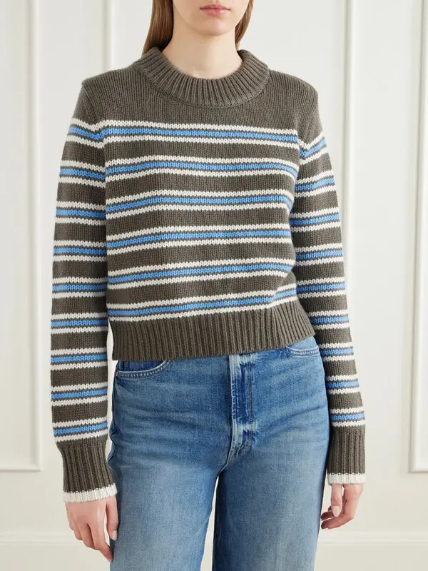 LA LIGNE Mini Marin Striped Wool And Cashmere-blend Sweater - Brown