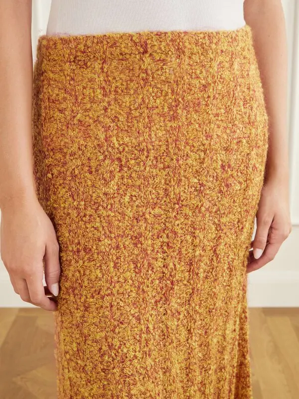 Proenza Schouler Joelle Cable-knit Mohair-blend Maxi Skirt - Mustard