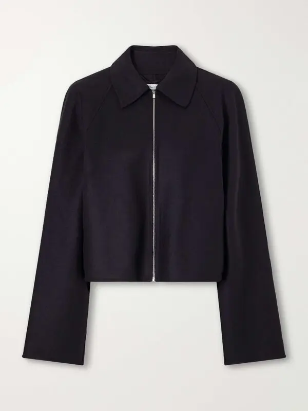 Another Tomorrow Virgin Wool Cropped Jacket