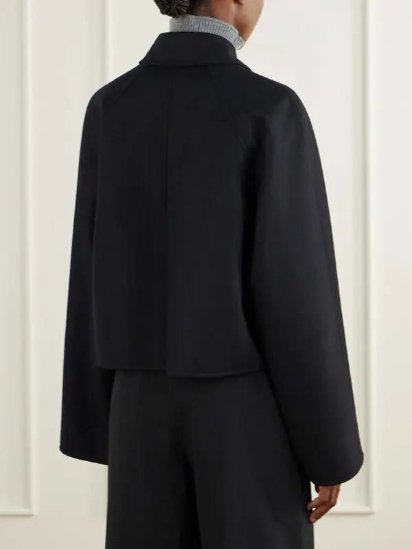 Another Tomorrow Virgin Wool Cropped Jacket