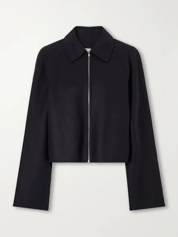 Another Tomorrow Virgin Wool Cropped Jacket