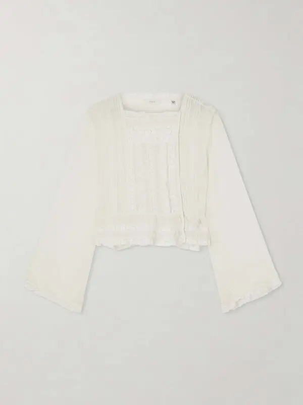 DÔEN Lace-trimmed Silk-chiffon Shirt