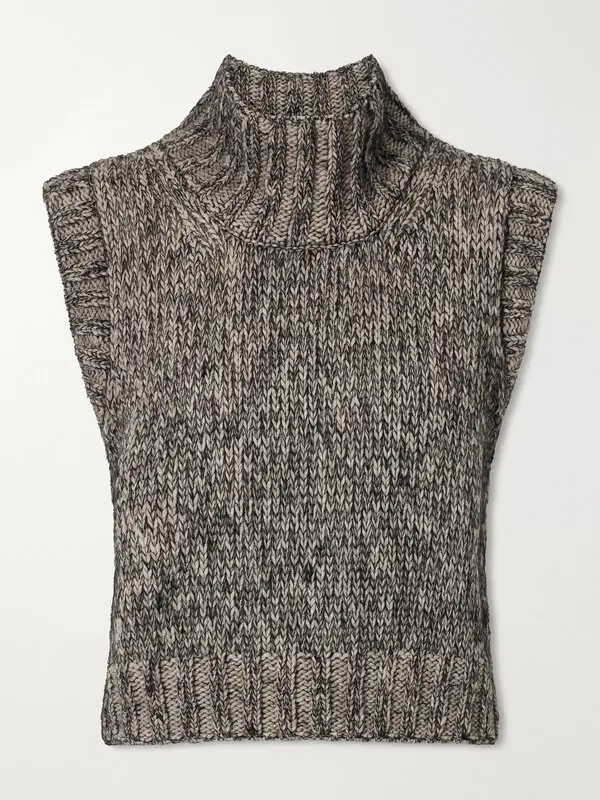 Khaite Fawn Cashmere, Mohair And Silk-blend Mélange Sweater Vest - Black