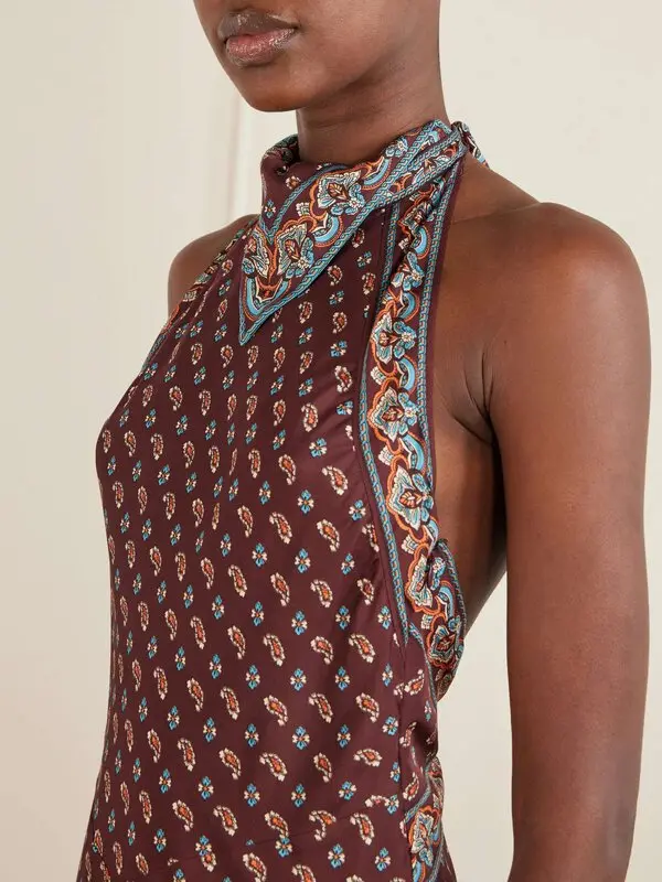 DÔEN Zilda Printed Halterneck Silk-blend Midi Dress - Multi