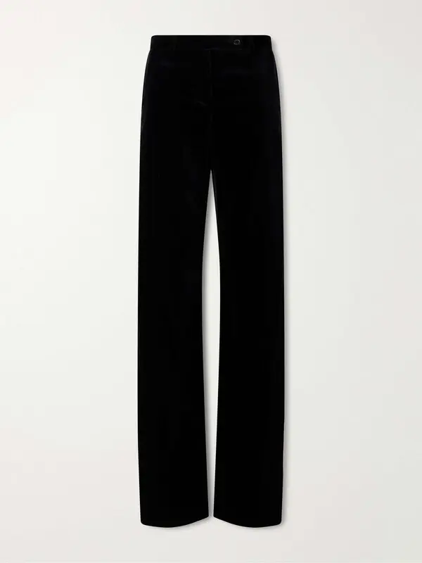 Khaite Hunter Velvet Cotton-blend Straight-leg Pants