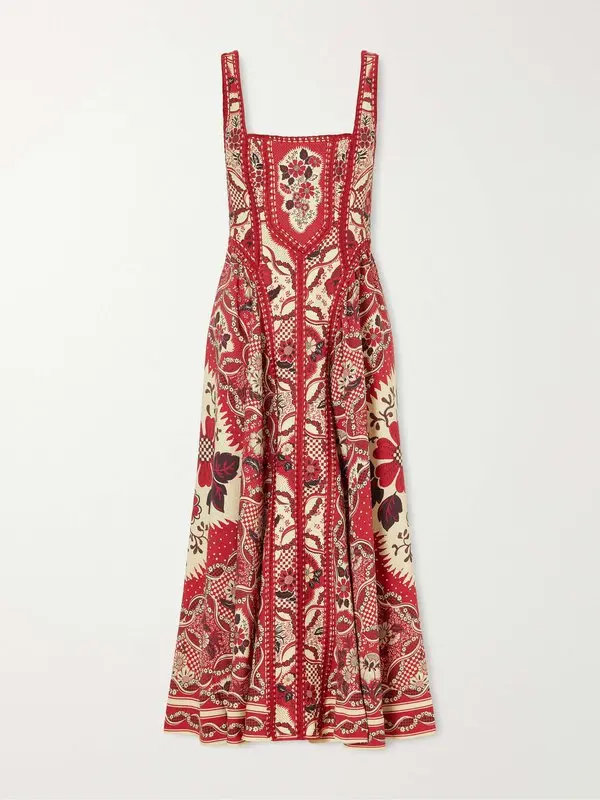 ALEMAIS Kenny Floral-print Crepe Midi Dress - Red