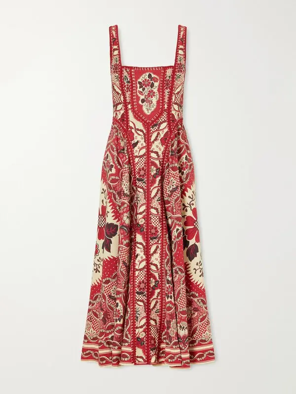 ALEMAIS Kenny Floral-print Crepe Midi Dress - Red