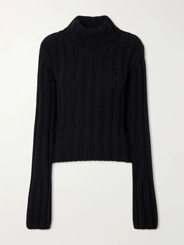 Khaite Kelly Ribbed Cashmere Sweater - Black