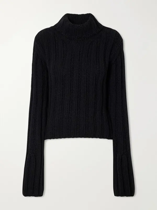 Khaite Kelly Ribbed Cashmere Sweater - Black