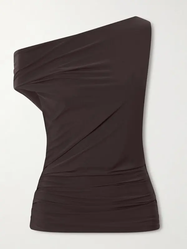 AGOLDE Carlin Off-the-shoulder Cotton-jersey Tank - Brown