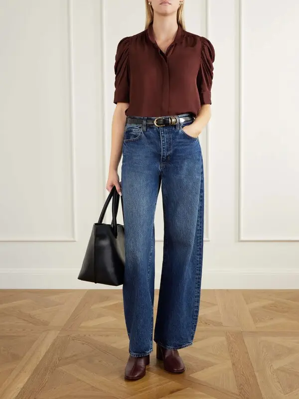 FRAME The Gillian Gathered Silk Blouse