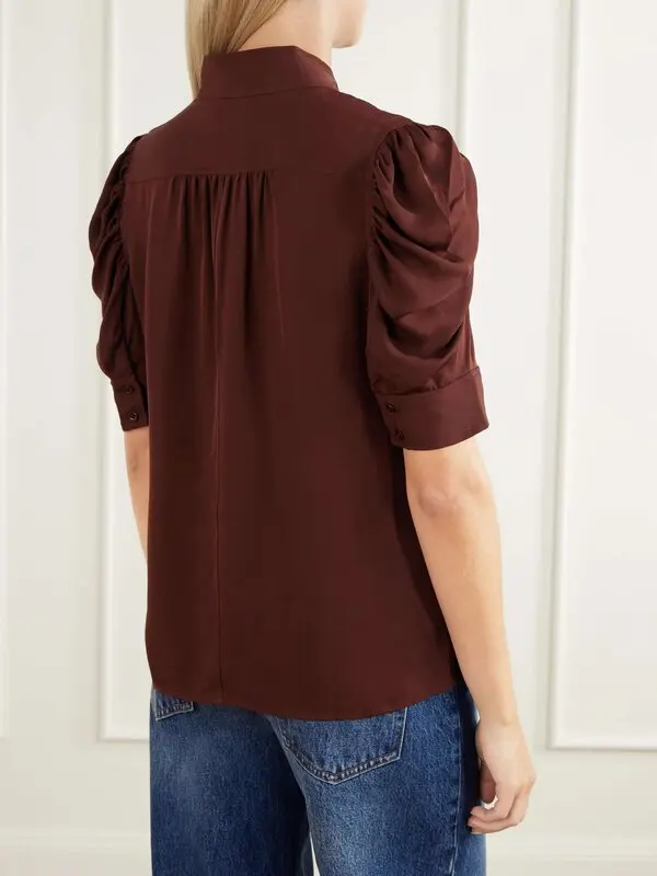 FRAME The Gillian Gathered Silk Blouse