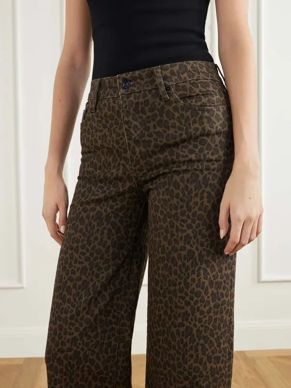 FRAME Le Slim Palazzo Leopard-print High-rise Straight-leg Jeans