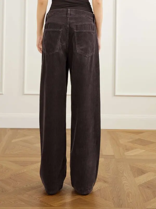 AGOLDE Low Curve Cotton-corduroy Mid-rise Wide-leg Pants - Chocolate