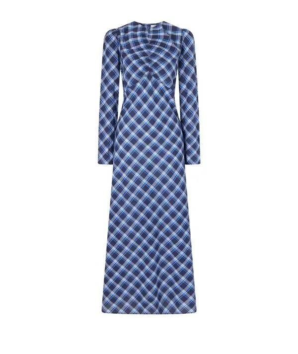 DÔEN Begonia Printed Organic Cotton Maxi Dress - Blue