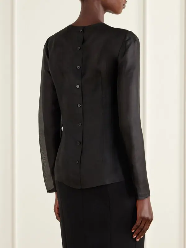 Carolina Herrera Sequin-embellished Embroidered Silk-organza Blouse