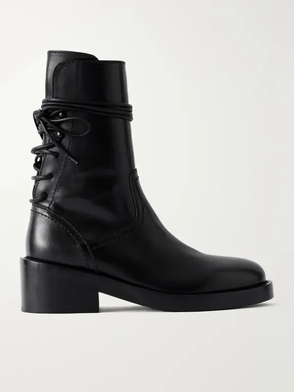 ANN DEMEULEMEESTER Henrica Leather Ankle Boots - Black