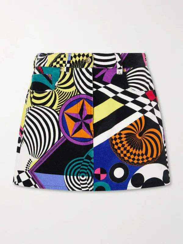 Versace Printed Cotton-velvet Mini Skirt