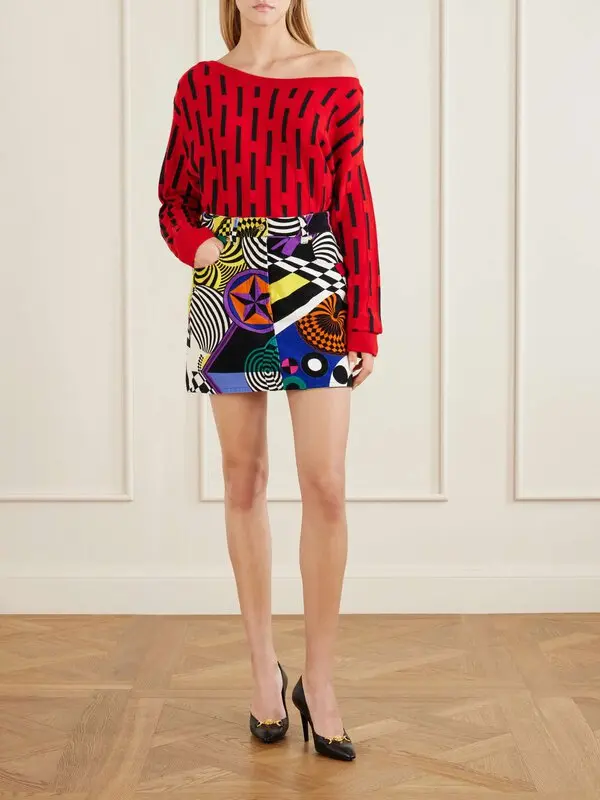 Versace Printed Cotton-velvet Mini Skirt