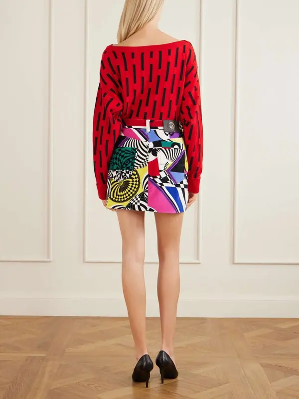Versace Printed Cotton-velvet Mini Skirt