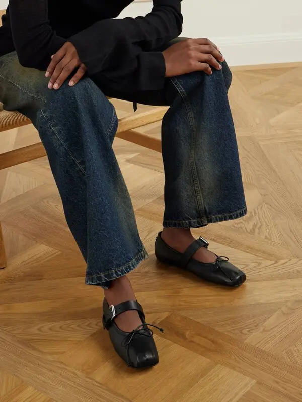 ANN DEMEULEMEESTER Zoey Leather Ballet Flats - Black