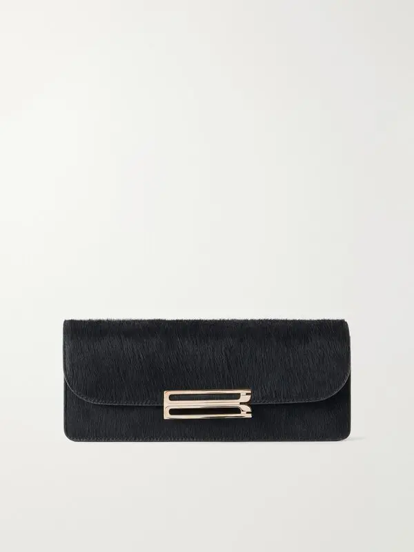 Victoria Beckham Dorian East-west Calf Hair Clutch - Black