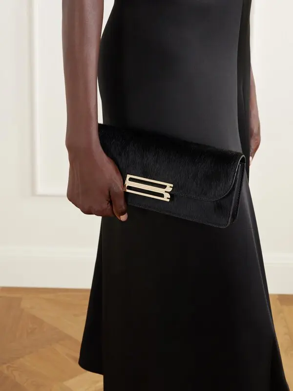 Victoria Beckham Dorian East-west Calf Hair Clutch - Black