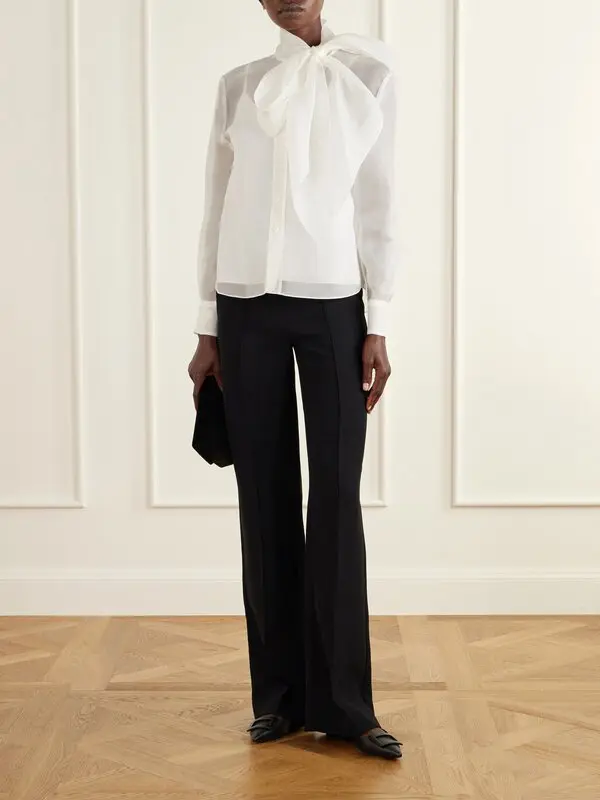 Carolina Herrera Pussy-bow Silk-organza Blouse