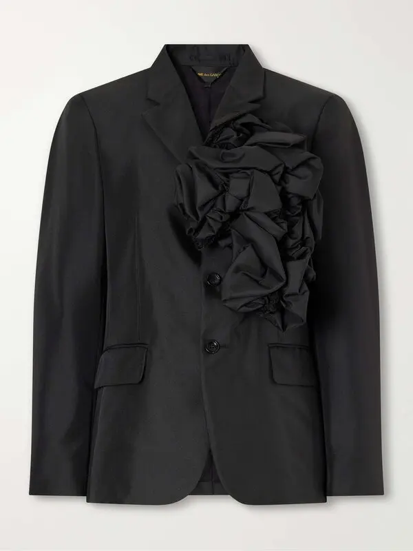 Comme Des Garçons Floral-appliquéd Twill Jacket