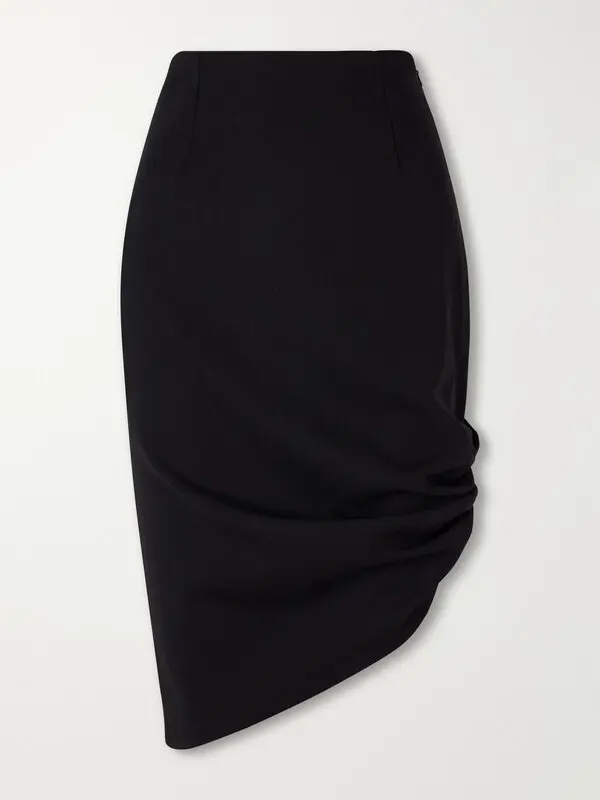 Carolina Herrera Asymmetrical Stretch-wool Midi Skirt - Black