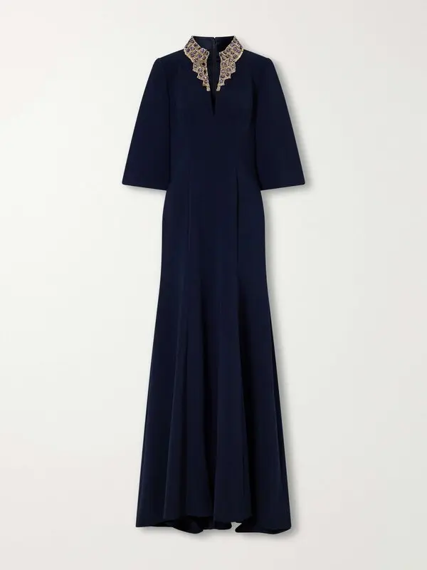 Jenny Packham Nyota Crystal-embellished Crepe Gown