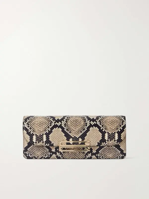 Victoria Beckham Dorian East-west Snake-effect Leather Clutch
