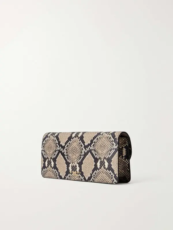 Victoria Beckham Dorian East-west Snake-effect Leather Clutch