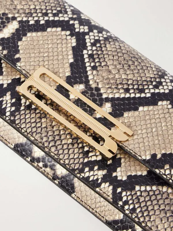 Victoria Beckham Dorian East-west Snake-effect Leather Clutch