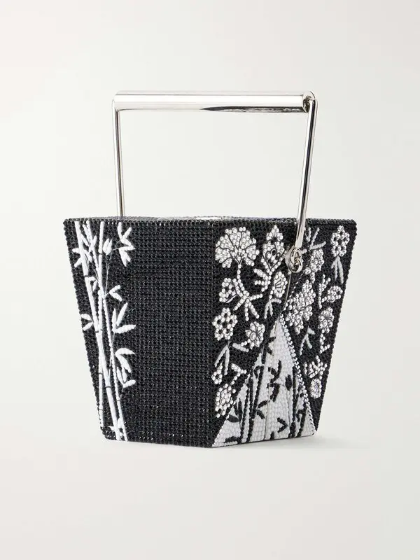 Judith Leiber Bamboo Take Away Cup Crystal-embellished Silver-tone Clutch