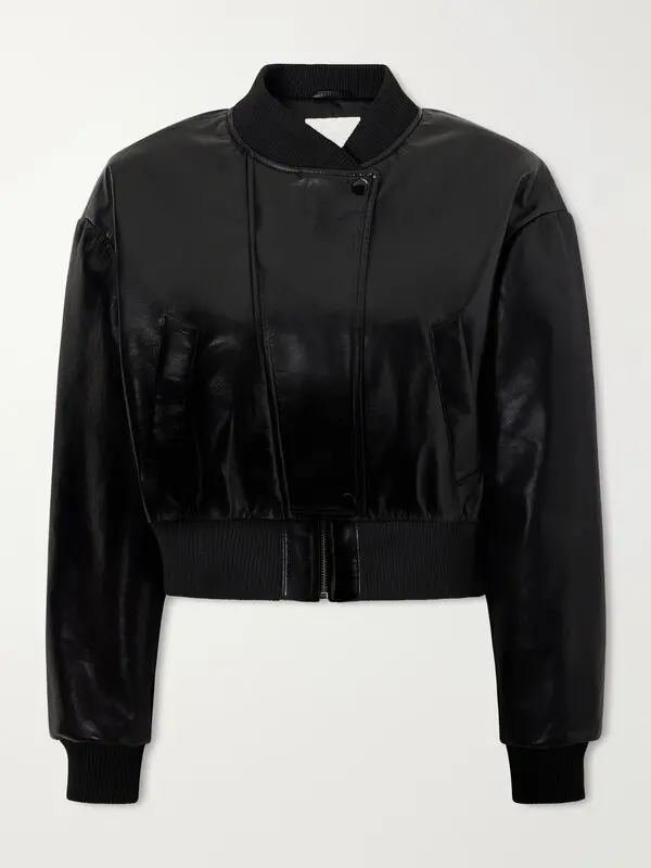 Citizens Of Humanity Camille Cropped Recycled-leather Jacket - Black