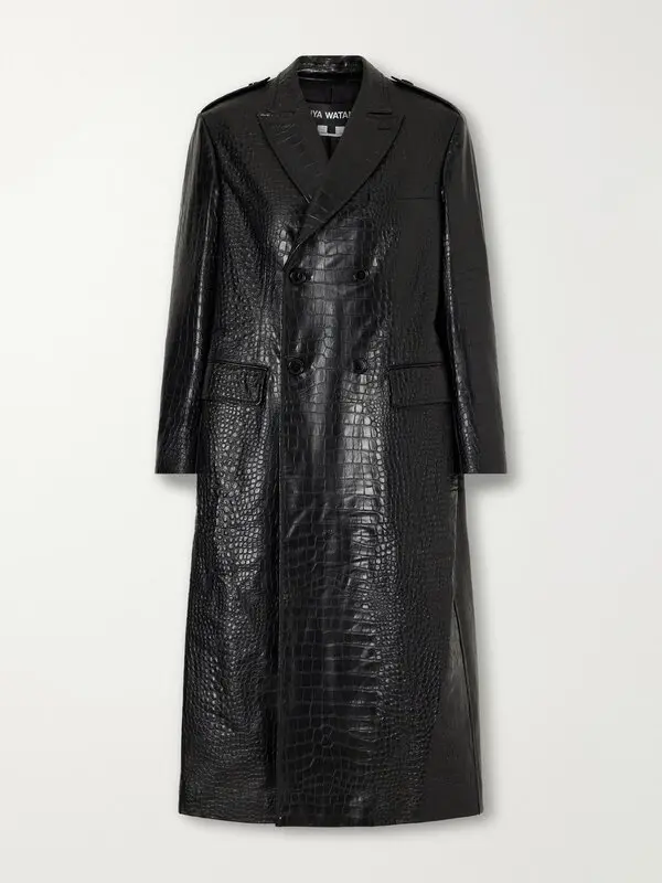 Junya Watanabe Croc-effect Material Double-breasted Coat