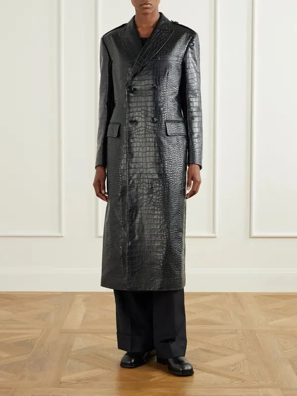 Junya Watanabe Croc-effect Material Double-breasted Coat