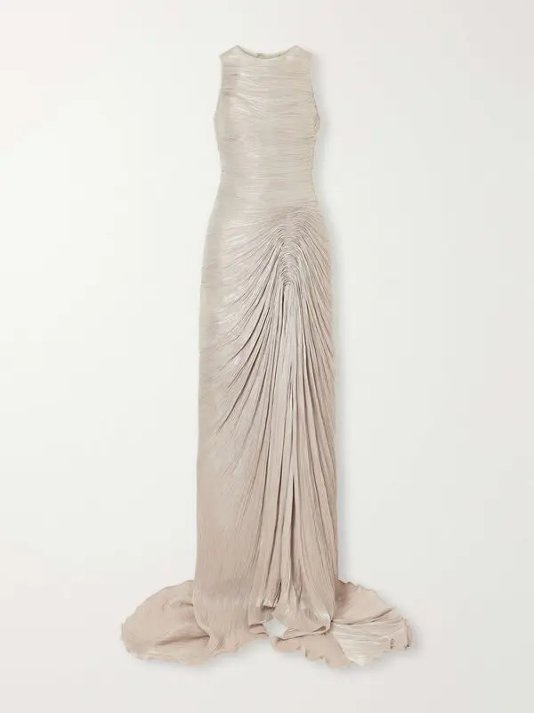 MARMAR HALIM Sleeveless Gathered Pleated Chiffon Gown