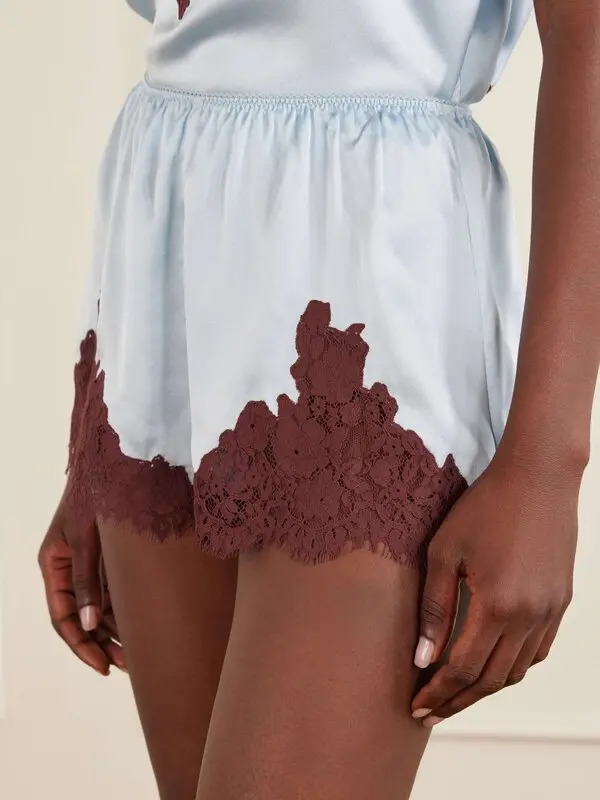 DÔEN Iona Lace-trimmed Silk Shorts