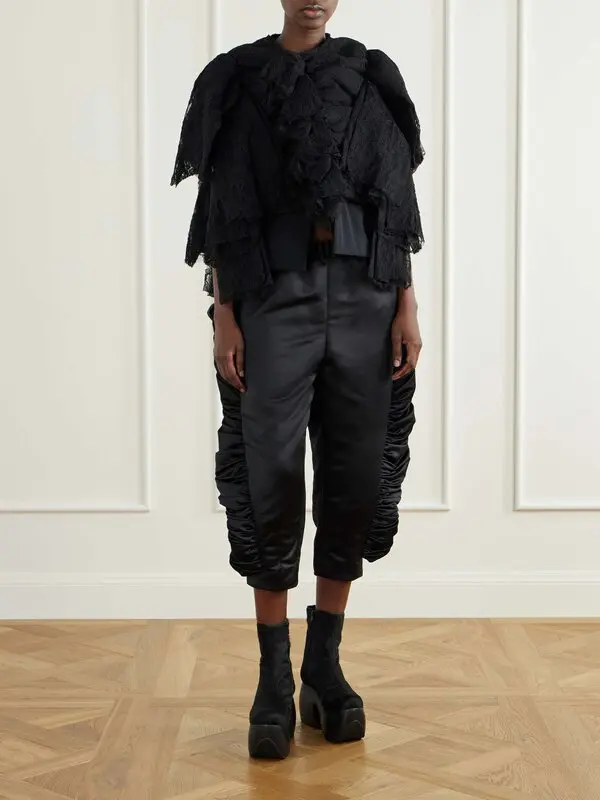 Comme Des Garçons Ruffled Lace And Silk-blend Georgette Top