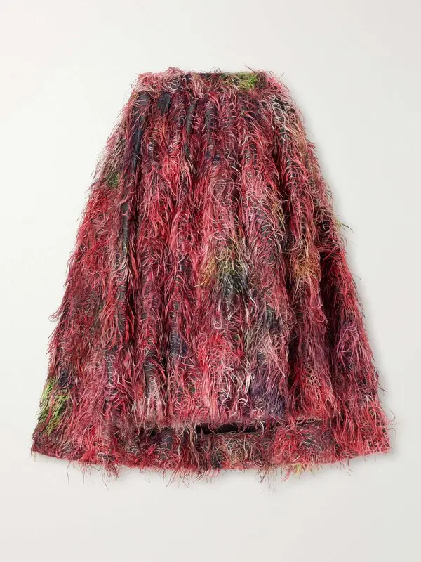 Comme Des Garçons Textured Fringed Midi Skirt - Pink
