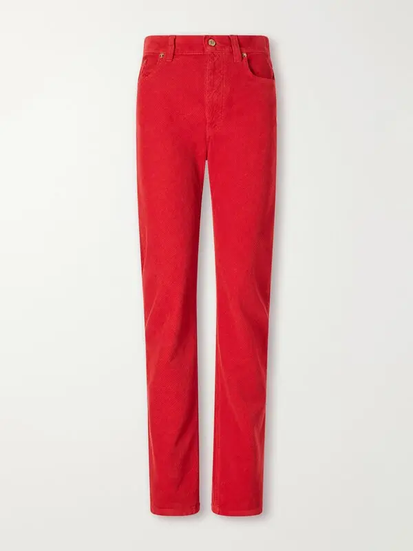 Versace Cotton-corduroy Straight-leg Pants - Red
