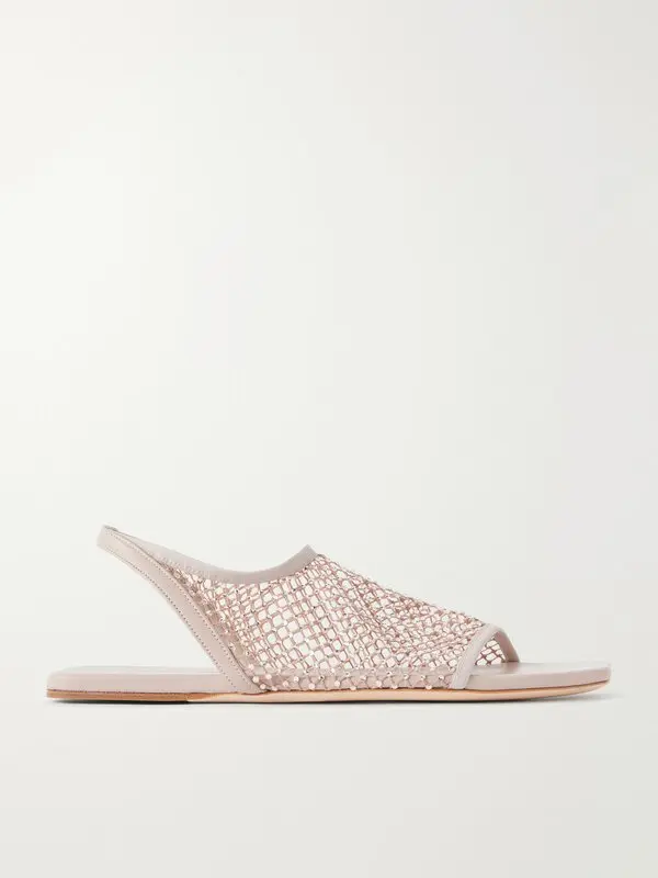 Christopher Esber Minette Crystal-embellished Mesh And Leather Slingback Sandals
