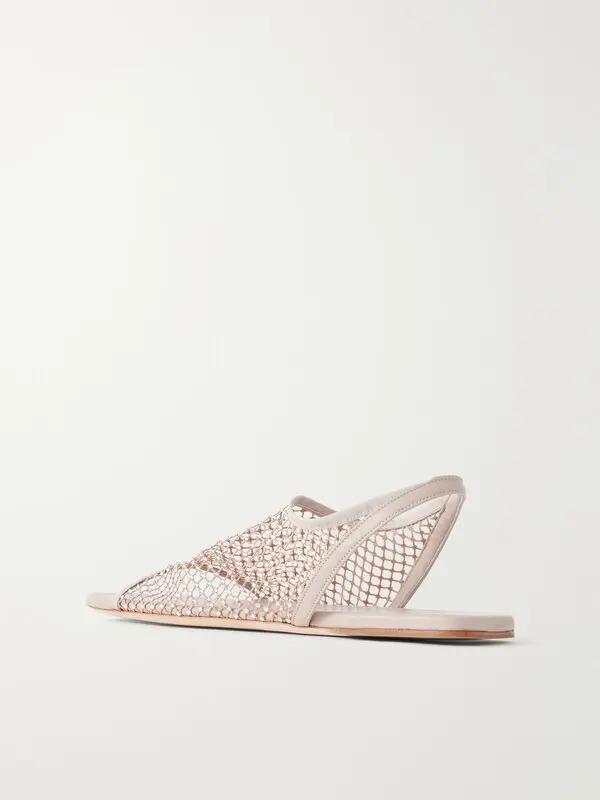 Christopher Esber Minette Crystal-embellished Mesh And Leather Slingback Sandals