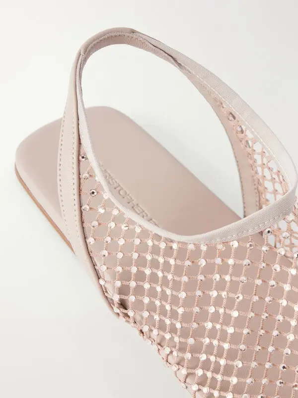 Christopher Esber Minette Crystal-embellished Mesh And Leather Slingback Sandals