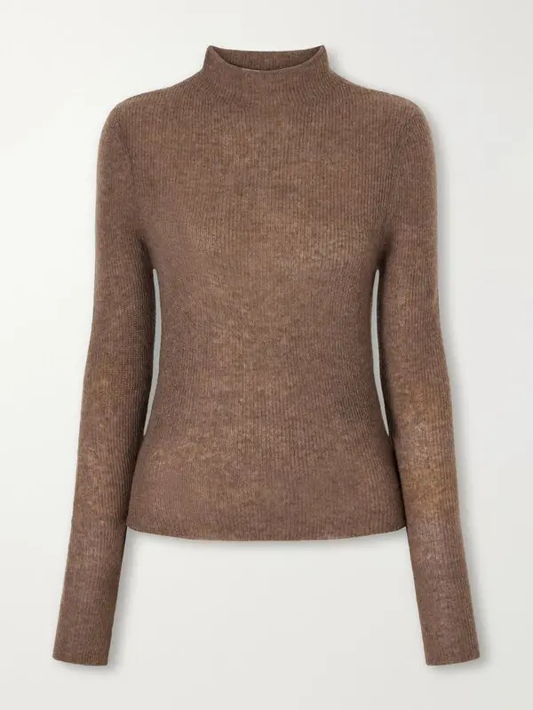 Citizens Of Humanity Leelah Ribbed Wool And Cashmere-blend Turtleneck Sweater - Brown