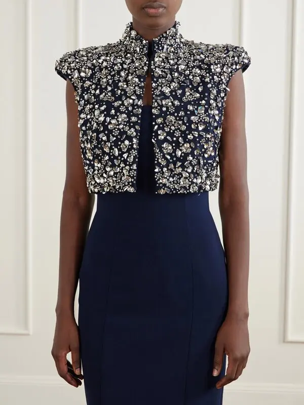 Jenny Packham Super Moon Crystal-embellished Crepe Evening Jacket