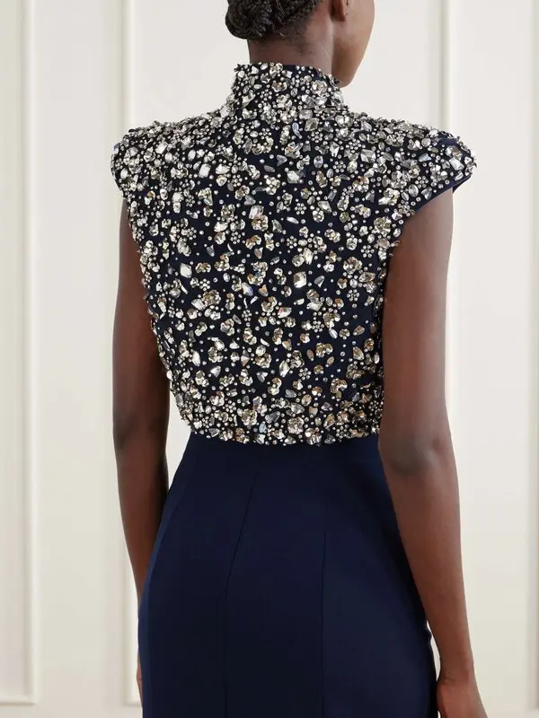 Jenny Packham Super Moon Crystal-embellished Crepe Evening Jacket